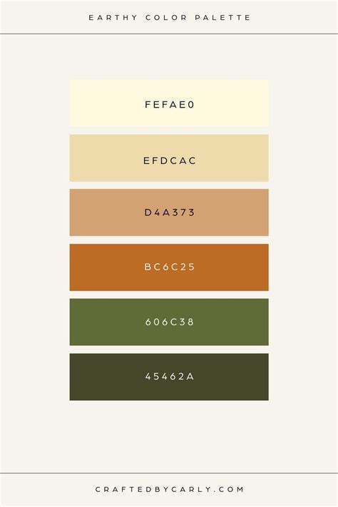 Earthy Bohiemian Color Palette With Hex Codes Nature Color Palette