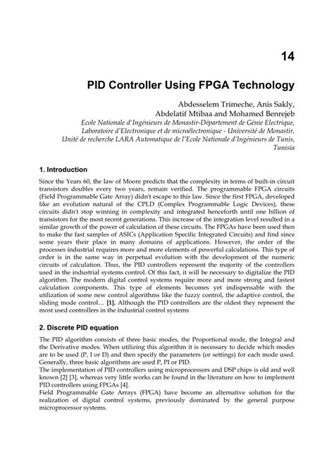 pdf pid controller using fpga technology