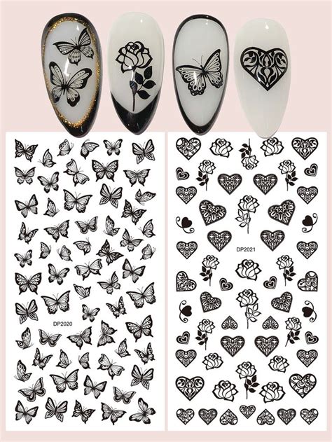 2sheets Butterfly Pattern Nail Art Sticker Butterfly Nail Designs