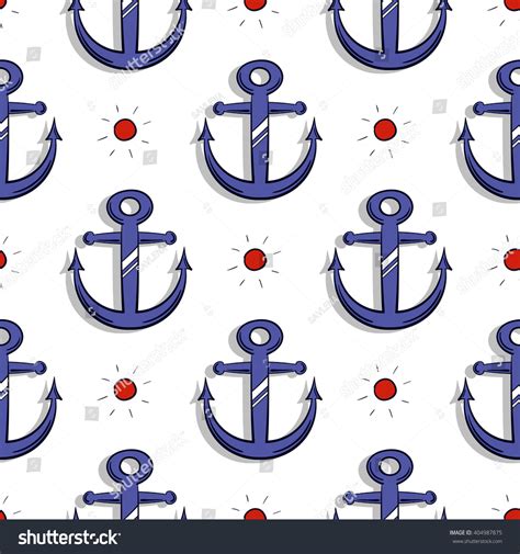 Blue Anchors Seamless Pattern Stock Vector Illustration 404987875