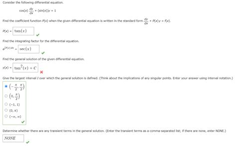 Solved Consider The Following Differential Equation Cos X Chegg