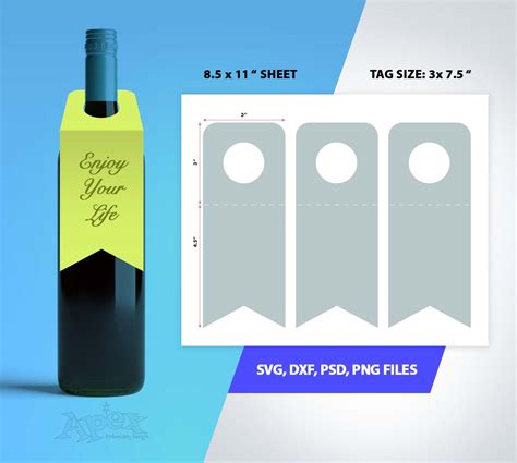 Wine Bottle Gift Tag Printable Cuttable Design Apex Designs Fonts