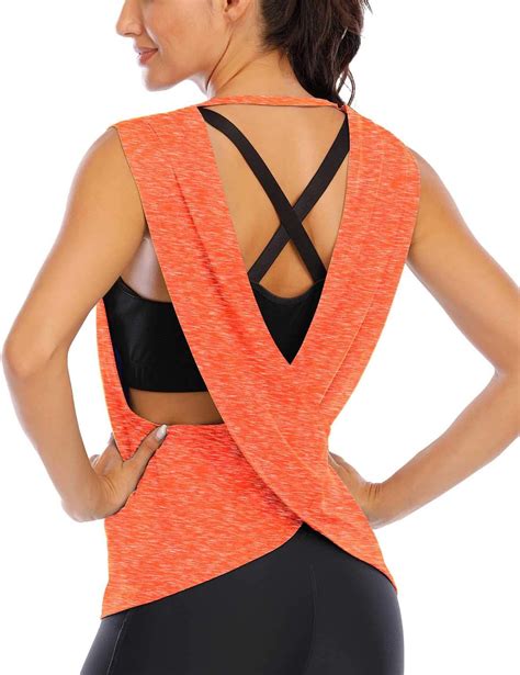 ICTIVE Women S Sleeveless Open Back Shirt Flowy Yoga Top Loose Women