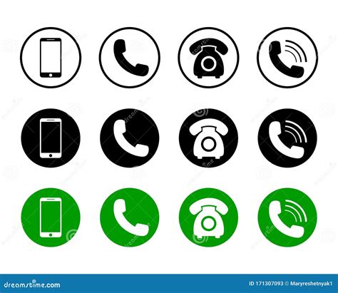 Mobile Phone Icon On Isolated Background Set Of Call Icon And Telephone