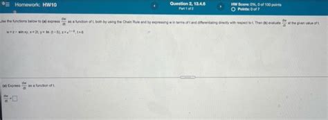 solved dw use the functions below to express dt homework