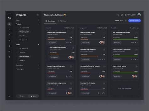 Task Management To Do List Dashboard Dark Mode Task Management
