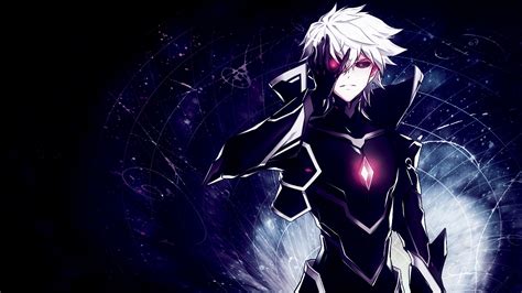Anime Guy With White Hair And Purple Eyes