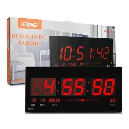 Relógio Parede Digital Led Termometro Calendario Lelong LE 2111