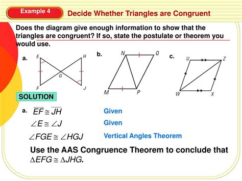 for each pair of triangles state the postulate and theorem that can be used to conclude that the