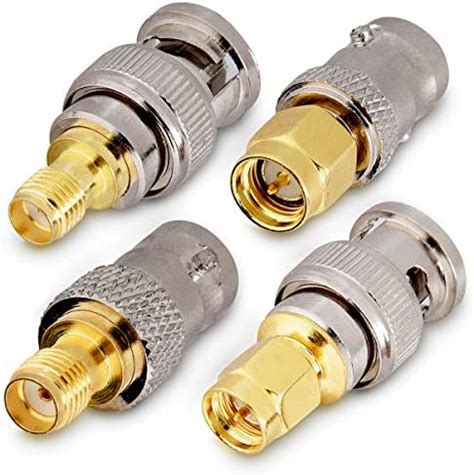kwmobile 4X Adaptateur SMA BNC Kit avec Connecteur Coaxial Mâle et