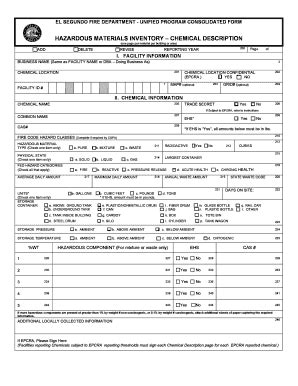 Fillable Online EL SEGUNDO FIRE DEPARTMENT UNIFIED PROGRAM