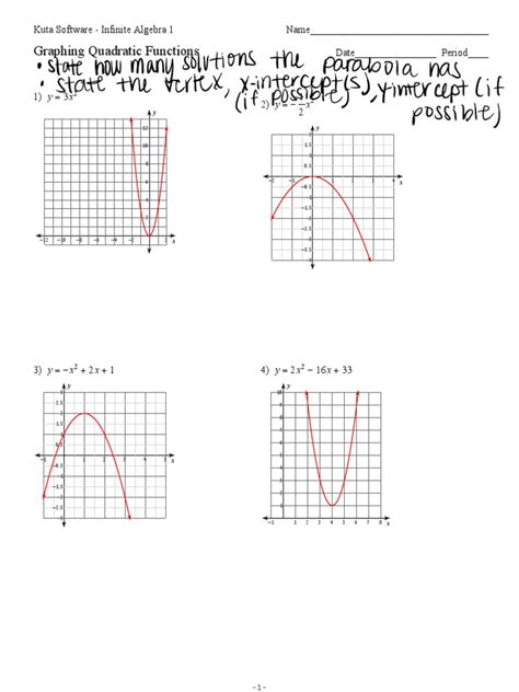 graphing quadratic functions pdf mathematics algebra