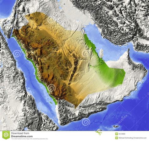 Saudi Arabia Relief Map Stock Illustration Illustration Of Atlas