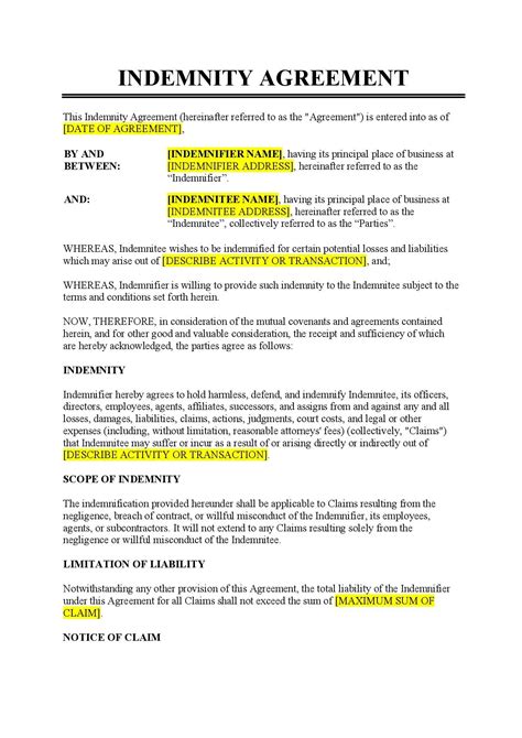 Basic Indemnity Form Template Fill Out And Sign Printable Pdf Porn