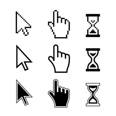 Free Vector Pixel Cursors Icons Mouse Hand Arrow Hourglass Vector