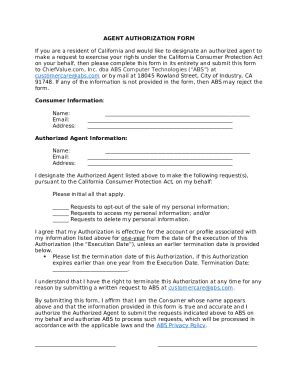Authorized Agent Personal Ination Request Doc Template PdfFiller