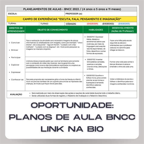Planos De Aula Bncc Oportunidade Para Professores
