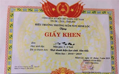 Giấy khen mầm non Tặng ngay giấy khen miễn phí cho con của bạn
