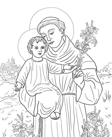 Desenhos de Santo António de Lisboa para Colorir Pintar e Imprimir