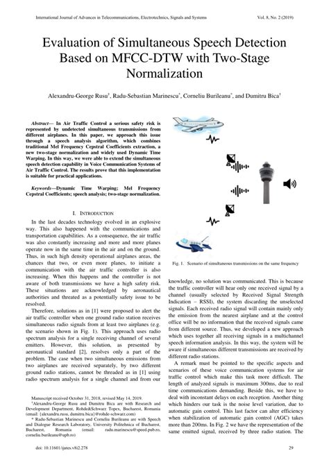 pdf evaluation of simultaneous speech detection based on mfcc dtw with two stage normalization