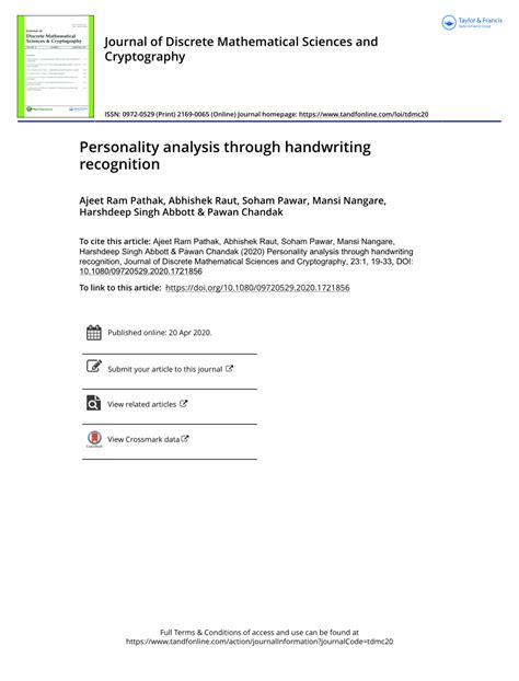pdf personality analysis through handwriting recognition