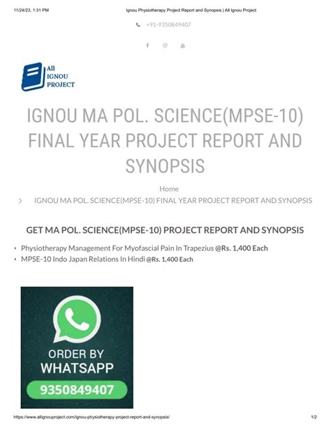 PPT Ignou Physiotherapy Project Report And Synopsis PowerPoint