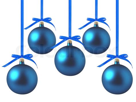 Blue Christmas Bolde Med Sl Jfer P Hvid Baggrund Stock Foto Colourbox