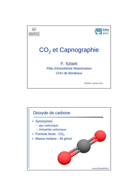 PDF CO2 Et Capnographie F Sztarkme D Quotient Respiratoire