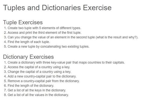 solved tuples and dictionaries exercise tuple exercises 1