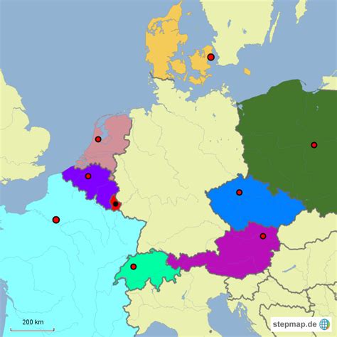 StepMap Nachbarländer Deutschlands Landkarte für Deutschland