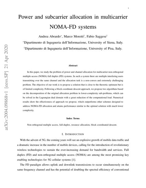 pdf power and subcarrier allocation in multicarrier noma fd systems
