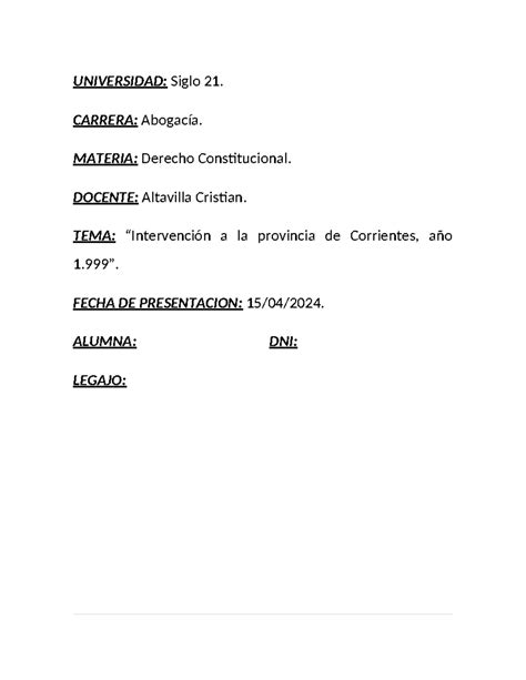 Derecho Constitucional TP Nº2 UNIVERSIDAD Siglo 21 CARRERA