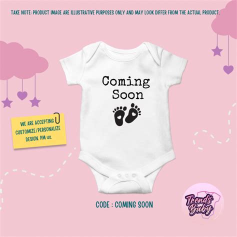 Peronalize Baby Onesie Pregnancy Announcement Coming Soon Statement