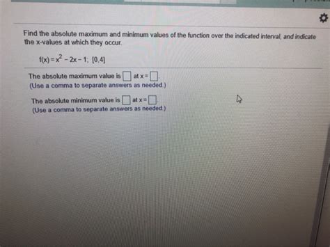 solved find the absolute maximum and minimum values of the