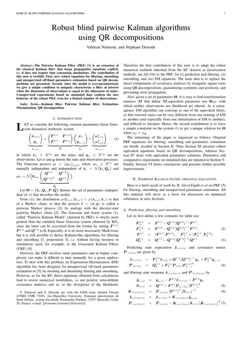 pdf robust blind pairwise kalman algorithms using qr decompositions