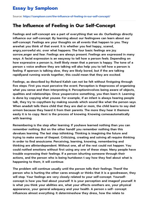 The Influence Of Feeling In Our Self Concept Free Essay Sample On