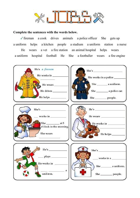 Occupation Worksheet For Grade 1 Pdf