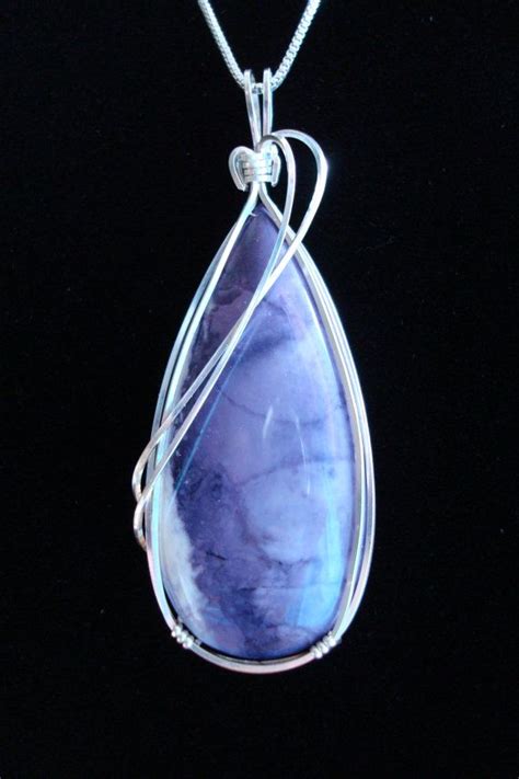 Wire Wrapped Pendant Purple Cabachon Gemstone Tiffany Etsy Wire