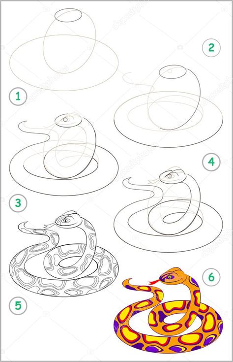 Página muestra cómo aprender paso a paso para dibujar una serpiente