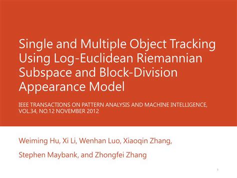 pdf single and multiple object tracking using log euclidean · using log euclidean