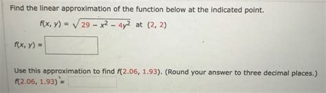 solved find the linear approximation of the function below