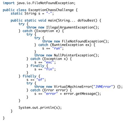 exception chaos java challenge java challengers