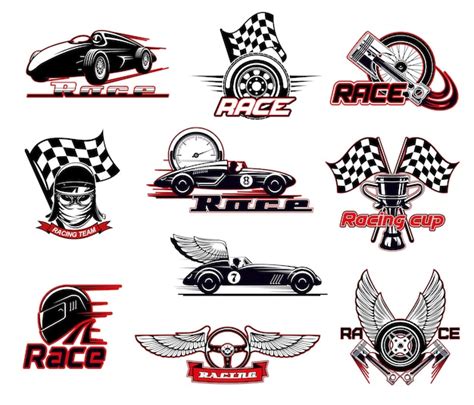 Conjunto De Iconos De Vector De Carreras De Autos De Carreras Vector