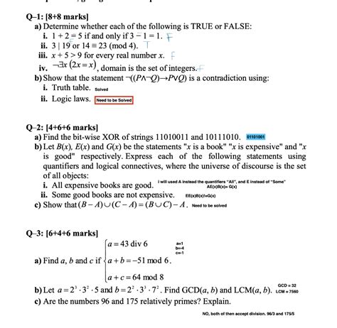 solved q 2 the negation of p∧q →r is a ¬ p∧q →¬r b