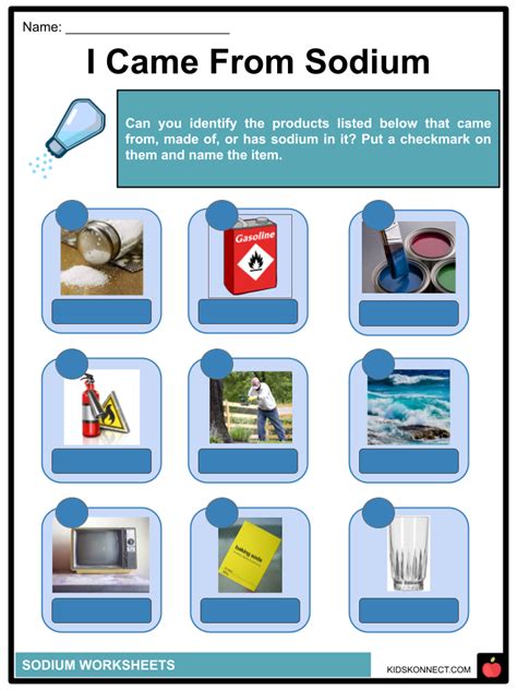 Sodium Worksheets Facts Discovery Compounds Properties
