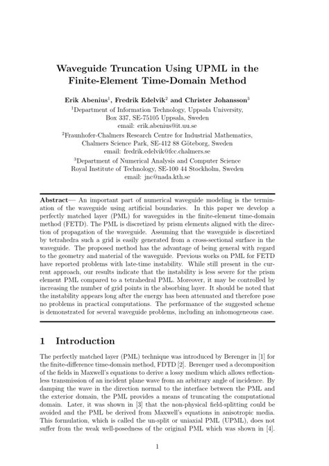 pdf waveguide truncation using upml in the finite element time domain method