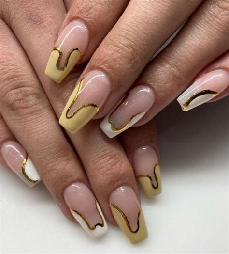40 Modern French Style Nails To Be Wearing In 2022 Gold Foil Abstract