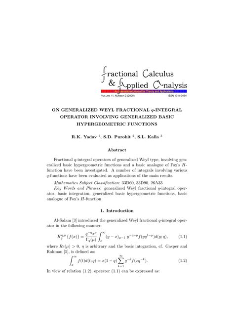 pdf on generalized weyl fractional q integral operator involving generalized basic