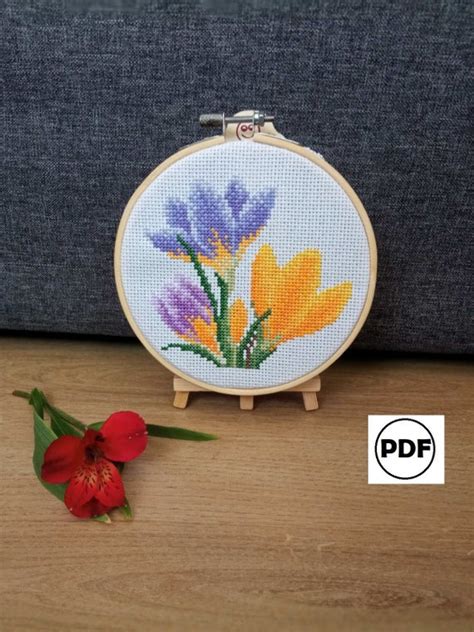 Spring Flower Cross Stitch Pattern Crocus Spring Bouquet PDF Etsy
