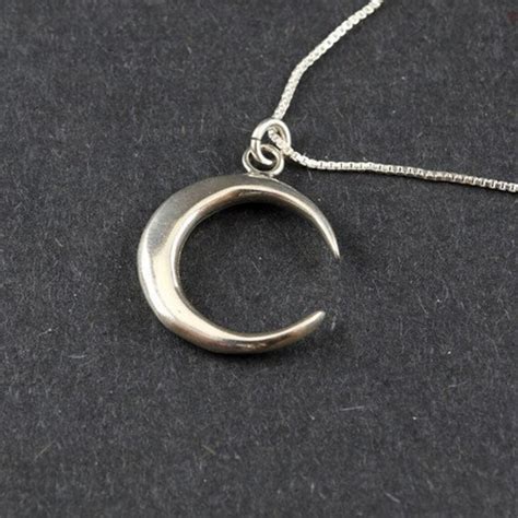 Crescent Moon Necklace New Moon Sterling Silver Etsy